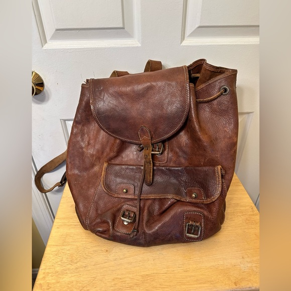 Bags | Dark Brown Genuine Leather Backpack | Poshmark